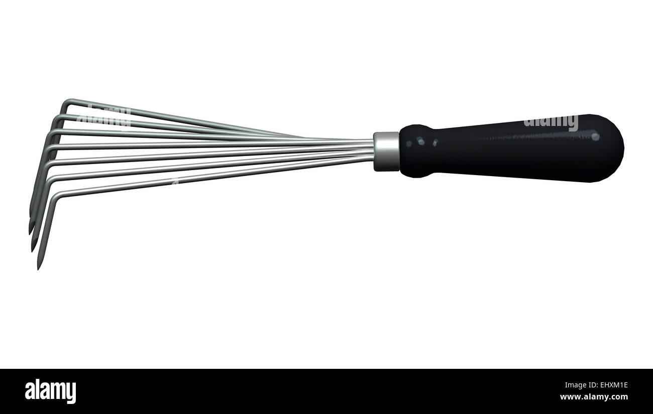 3D digital render of a small rake isolated on white background Stock ...