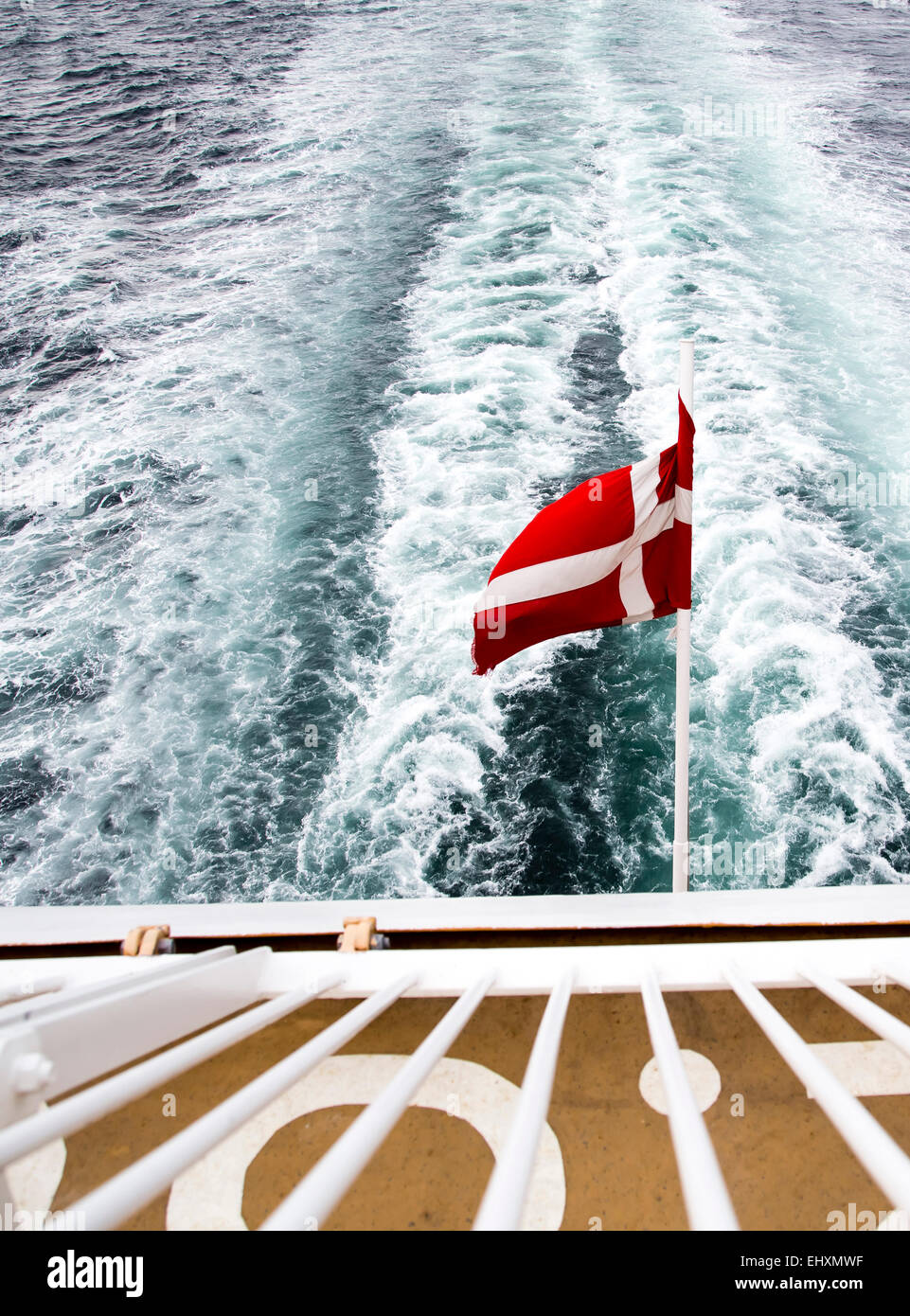 Denmark, Danish flag on ferry on the sea Stock Photo - Alamy