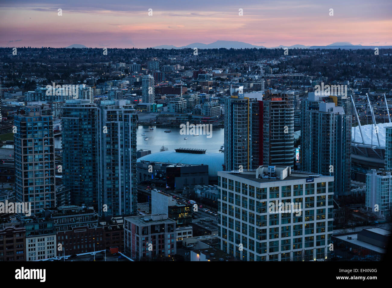Canada, Vancouver, cityscape as seen from Harbour Centre Stock Photo ...