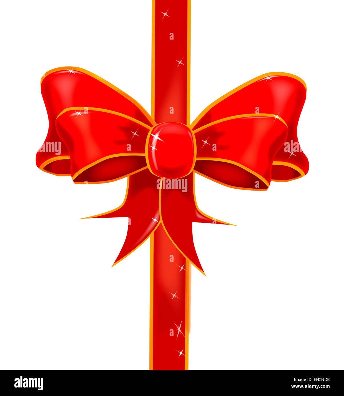 A parcel with red and gold ribbon isolated over a white background ...