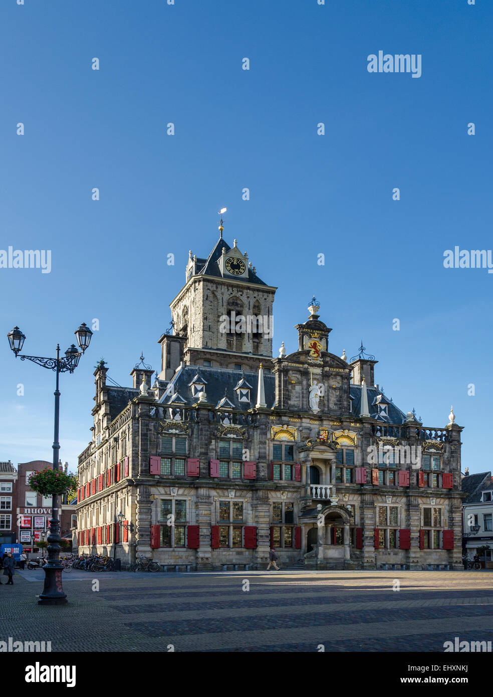 The magnificent City Hall in the Markt of the pretty dutch city of ...