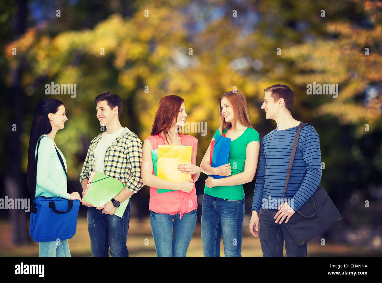 group of smiling students standing Stock Photo - Alamy