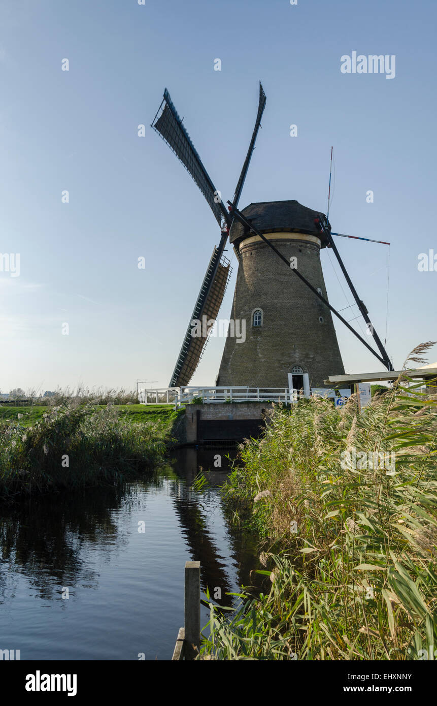 Windmill at Kinderdijk in the Netherlands which dates from the 18th ...