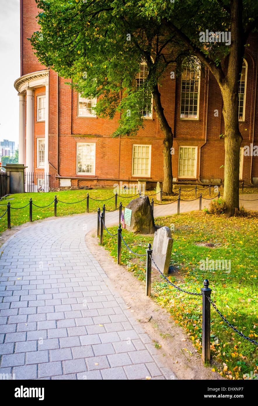 Path and building at an old cemetery in Boston, Massachusetts Stock ...