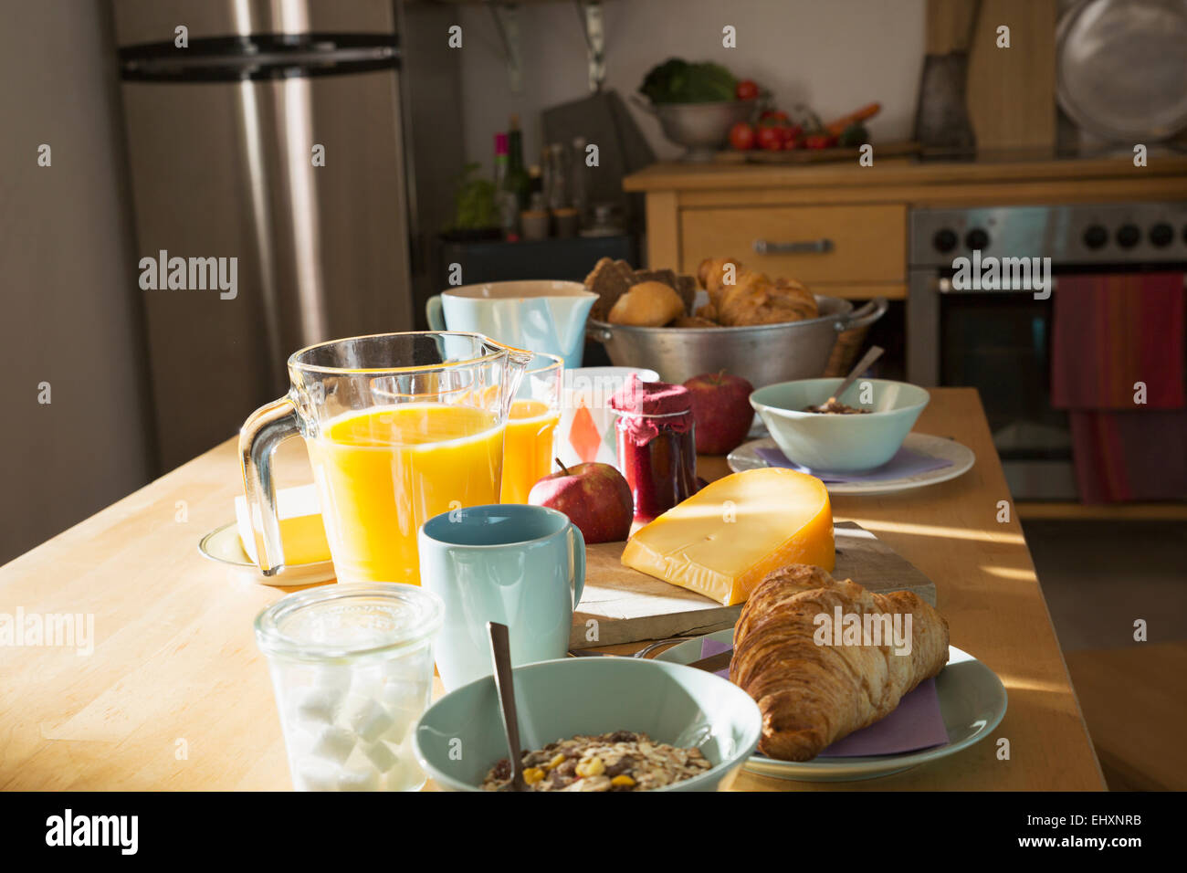 Laid breakfast table Stock Photo - Alamy