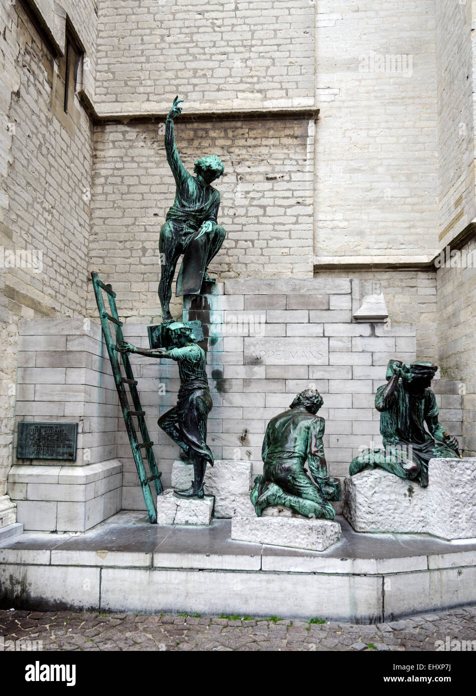 The Builders. A statue outside the Cathedral of Our Lady in Antwerp ...