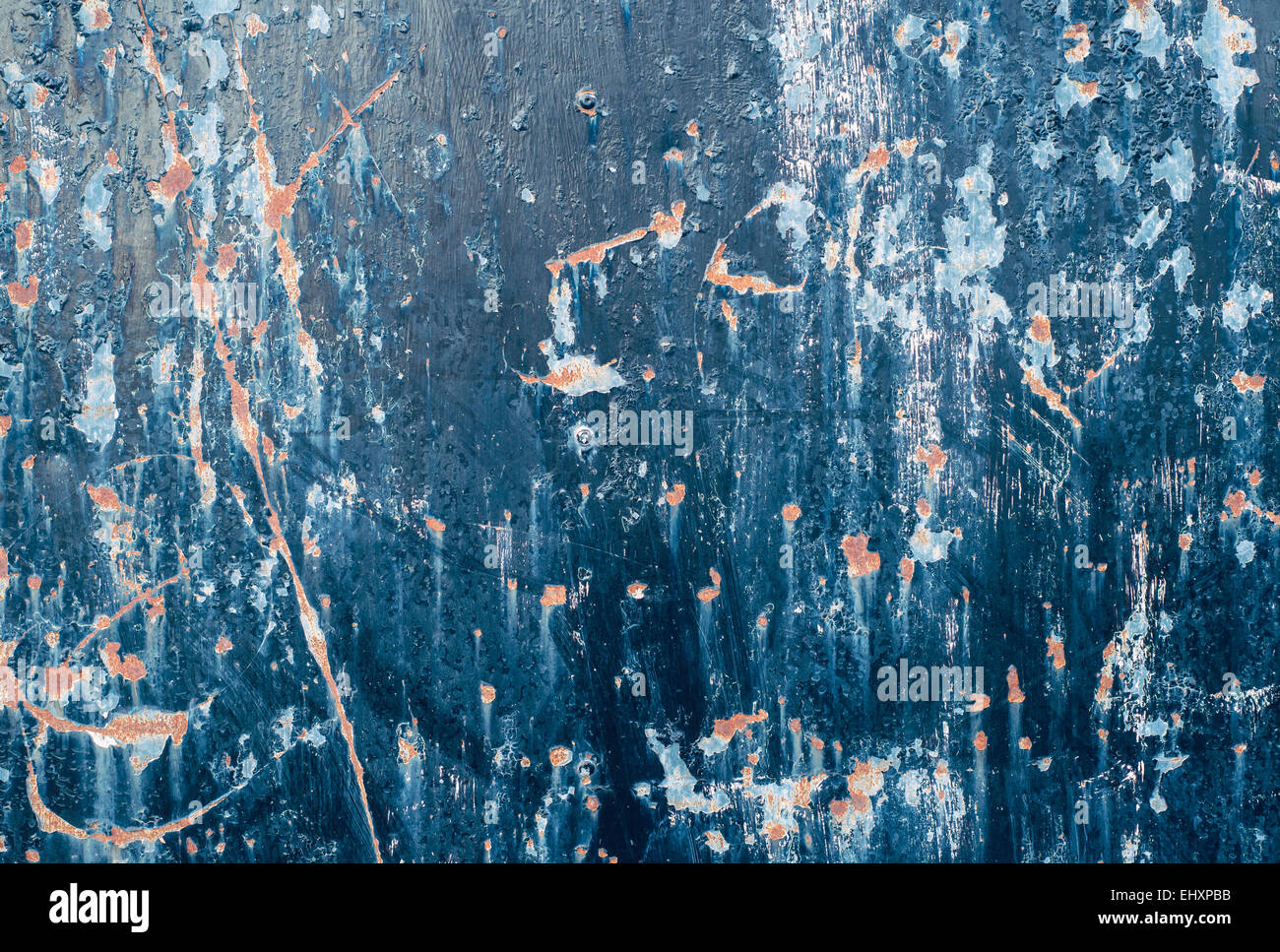 Abstract texture of blue painted damaged metal wall Stock Photo - Alamy