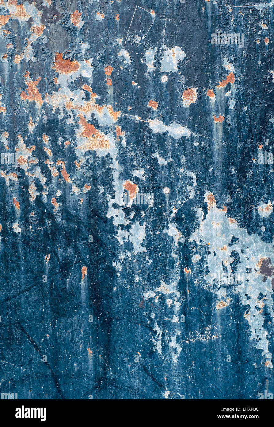 Abstract texture of blue painted damaged metal wall Stock Photo - Alamy