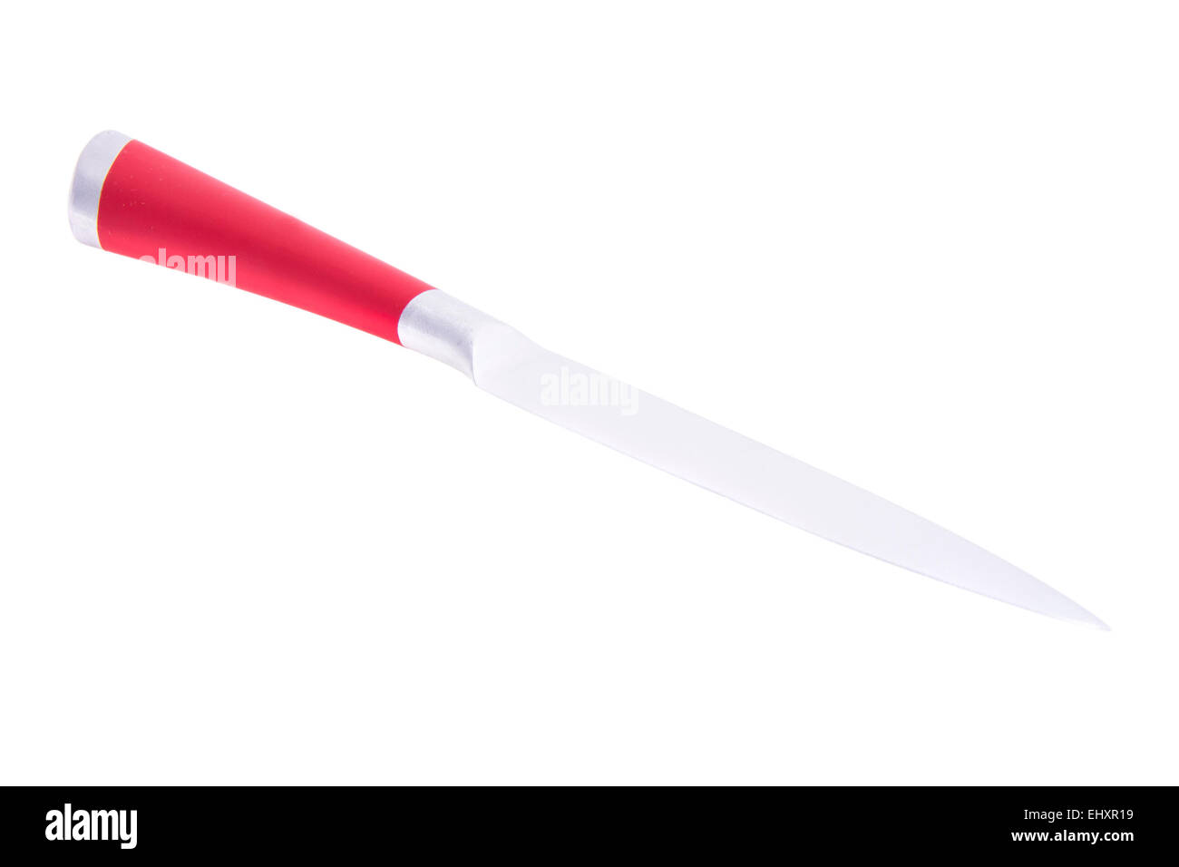 Red Steel Kitchen Knife. Isolated Stock Photo - Alamy