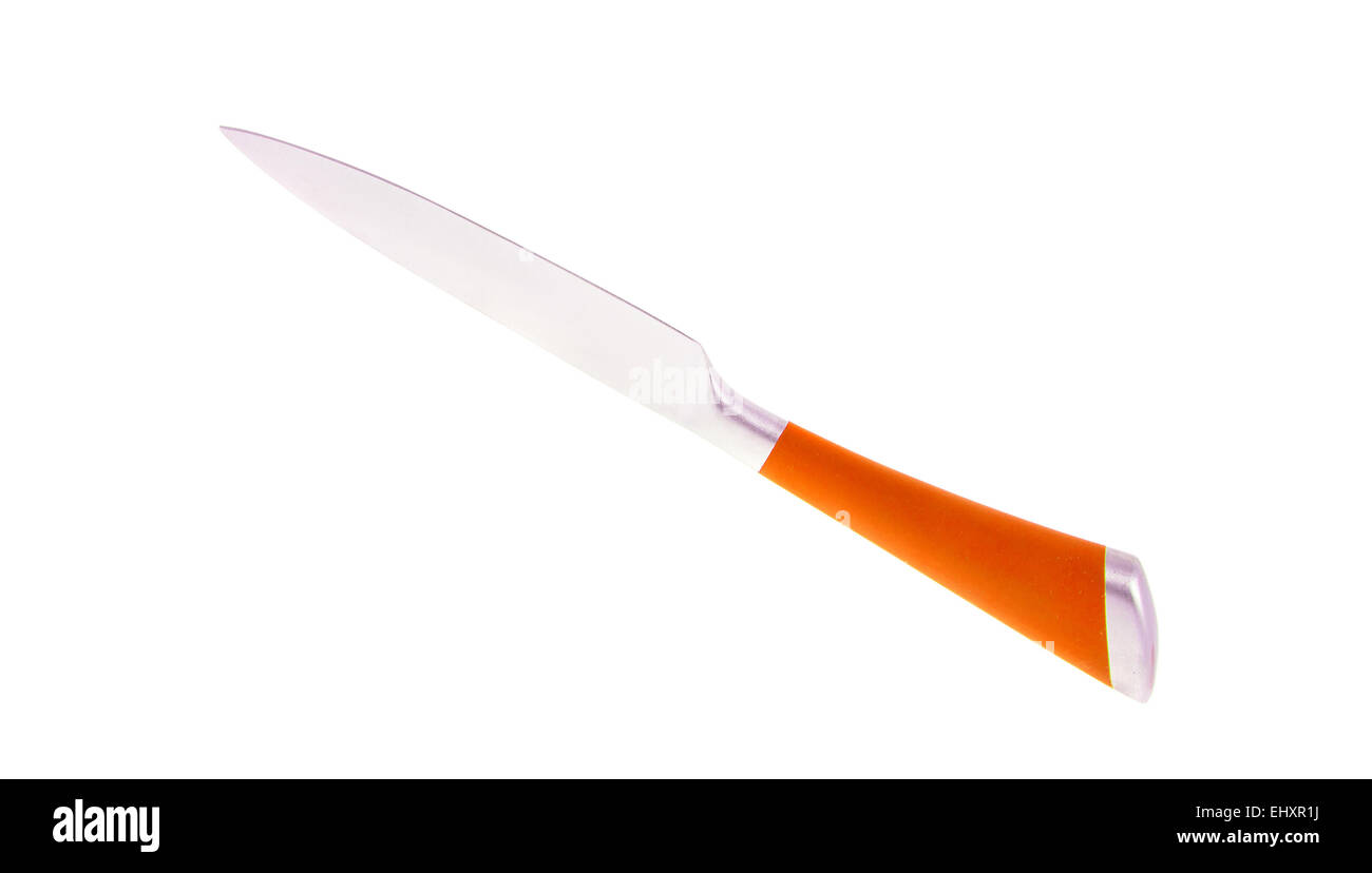 Orange Steel Kitchen Knife. Isolated Stock Photo - Alamy