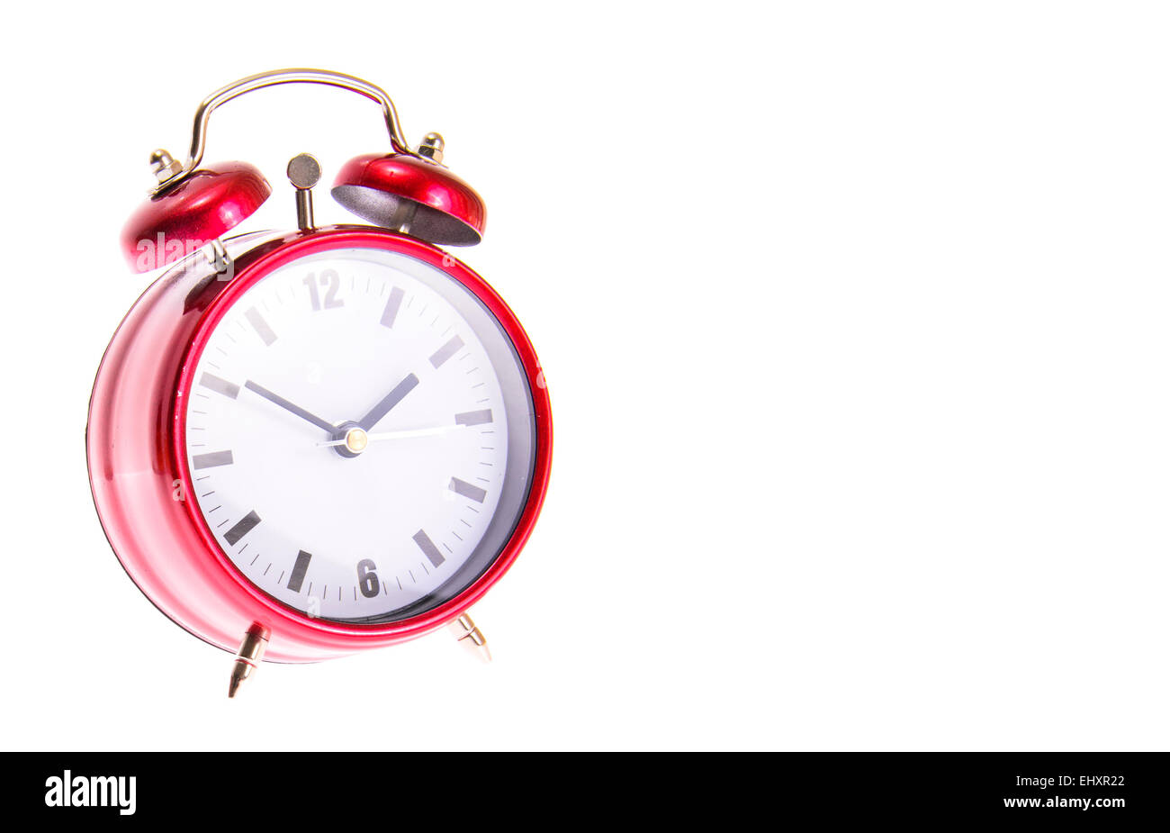 Red Alarm Clock. Isolated Stock Photo - Alamy