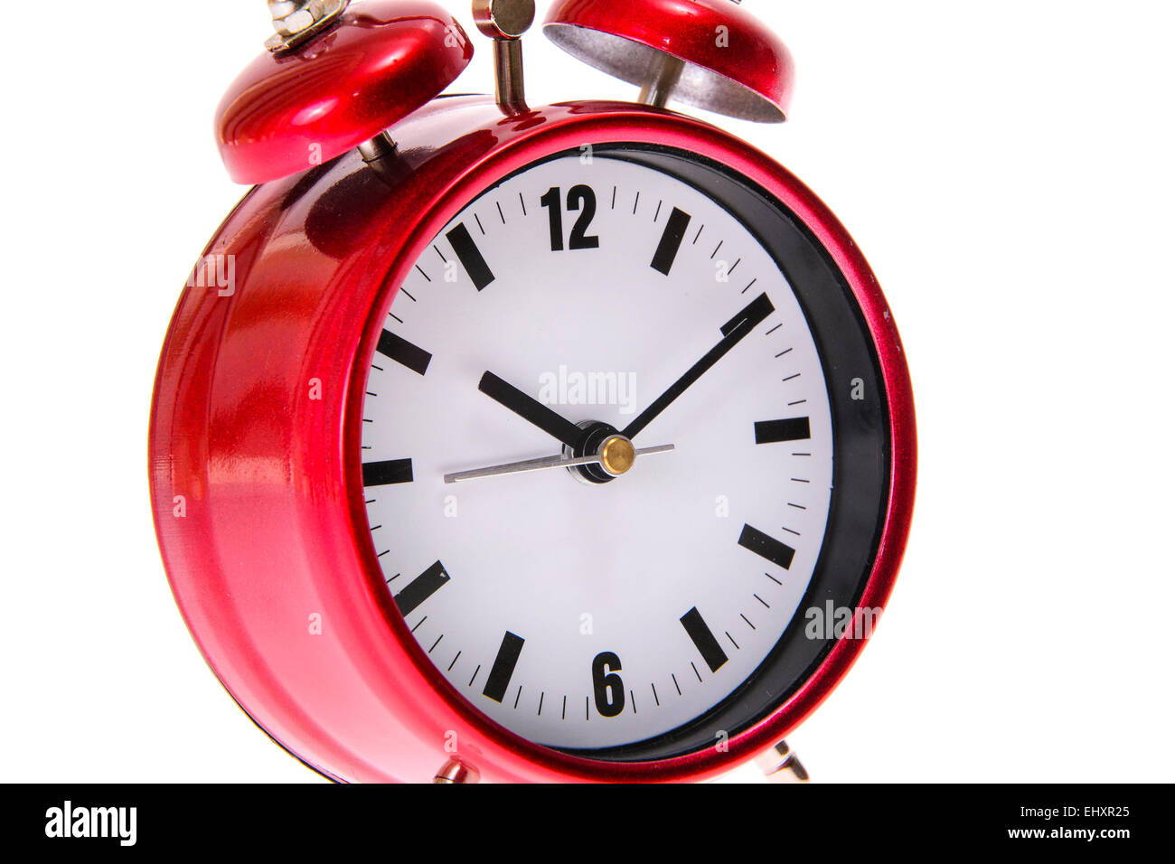 Red Alarm Clock. Isolated Stock Photo - Alamy