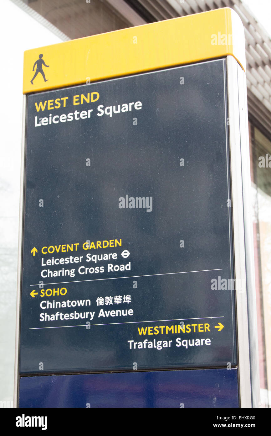 West End Leicester Square signpost Stock Photo - Alamy
