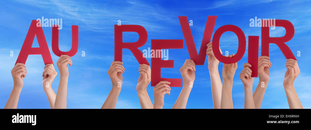 Many Caucasian People And Hands Holding Red Straight Letters Or ...