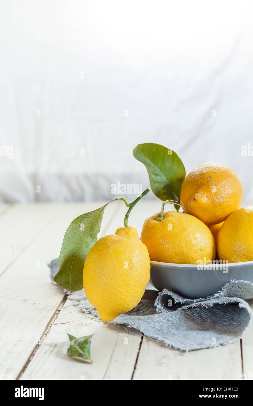 Group fresh lemons leaves hi-res stock photography and images - Alamy
