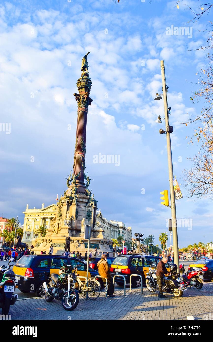 Christopher Columbus monument. Barcelona, Catalonia, Spain Stock Photo ...