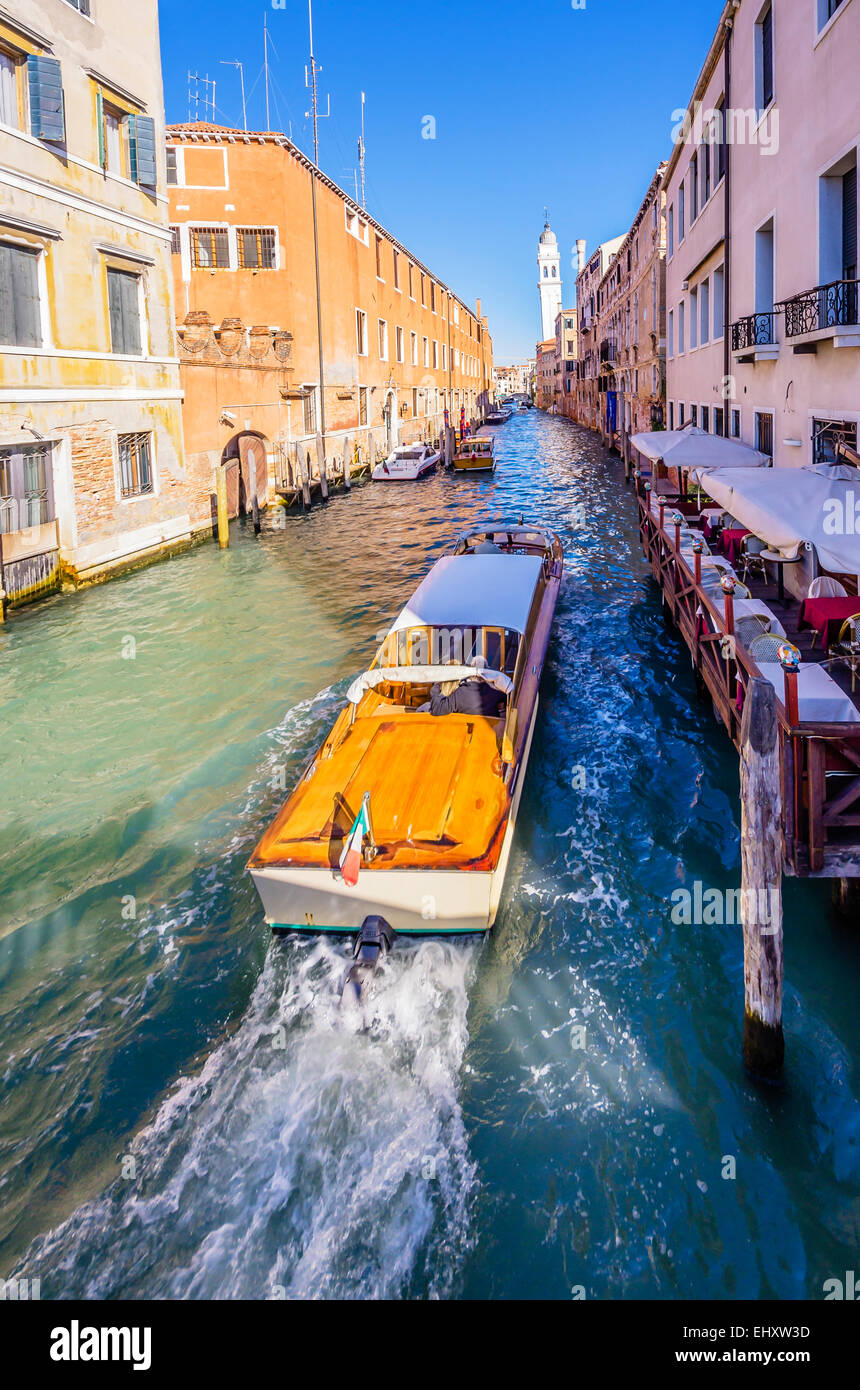 Italy, Venice, boats on a canal Stock Photo - Alamy