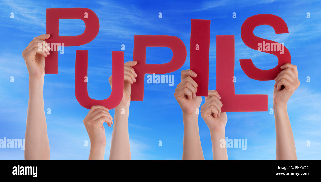 Many Caucasian People And Hands Holding Red Letters Or Characters ...