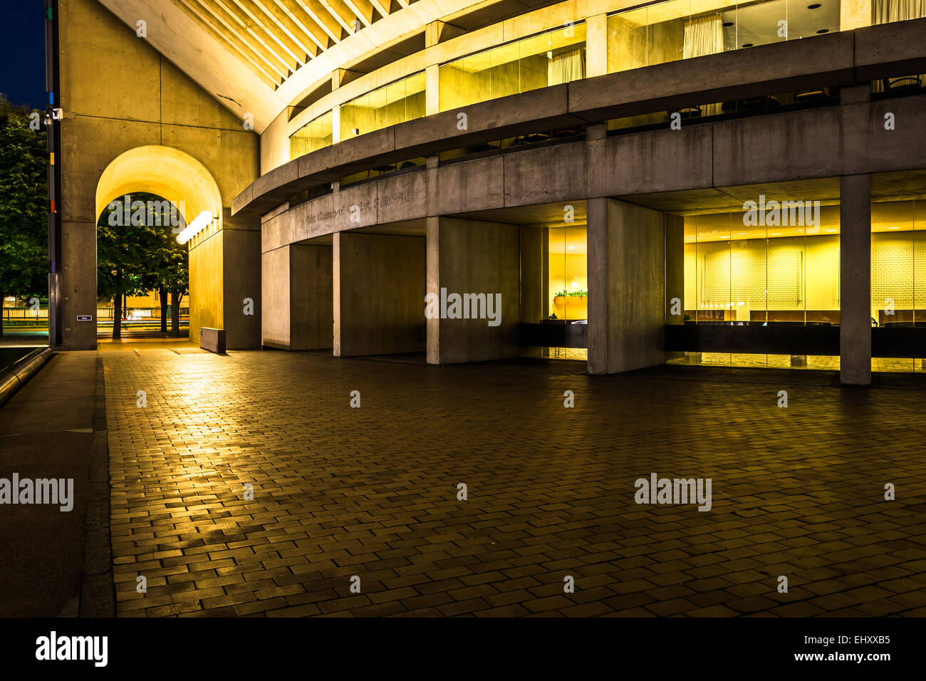 Reflection Hall at night, seen at Christian Science Plaza in Boston ...