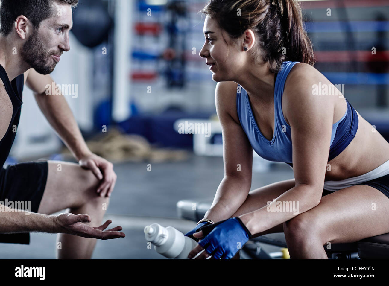 Woman gym having break drinking hi-res stock photography and images - Alamy