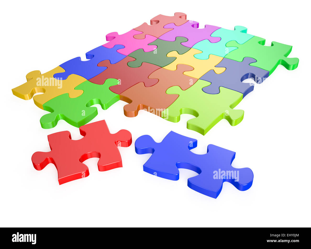 color puzzles isolated on white background Stock Photo - Alamy