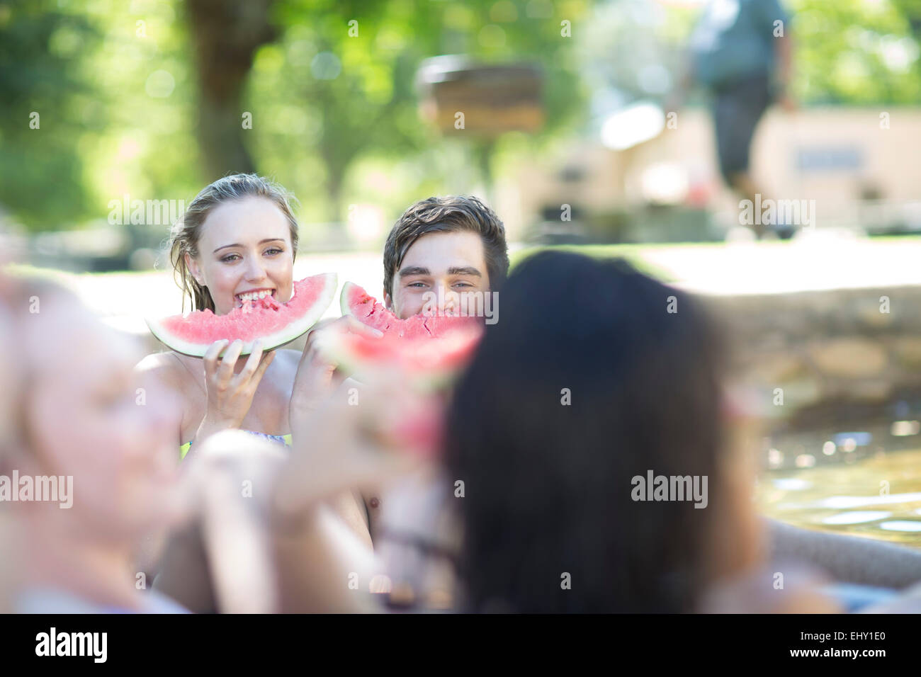Man eating in pool hi-res stock photography and images - Alamy