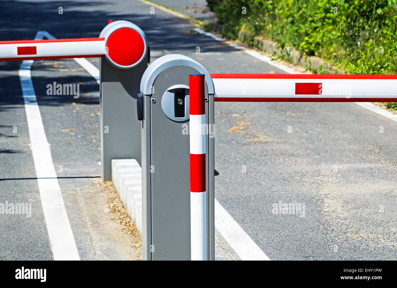 Gate at the entrance of the parking lot Stock Photo - Alamy