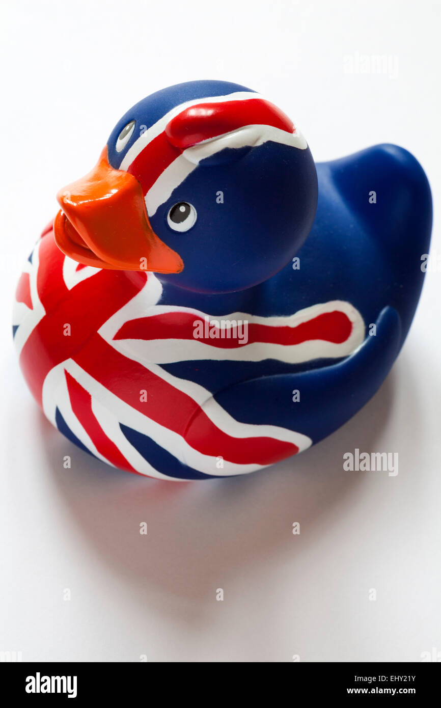 fun Union Jack rubber duck isolated on white background Stock Photo - Alamy