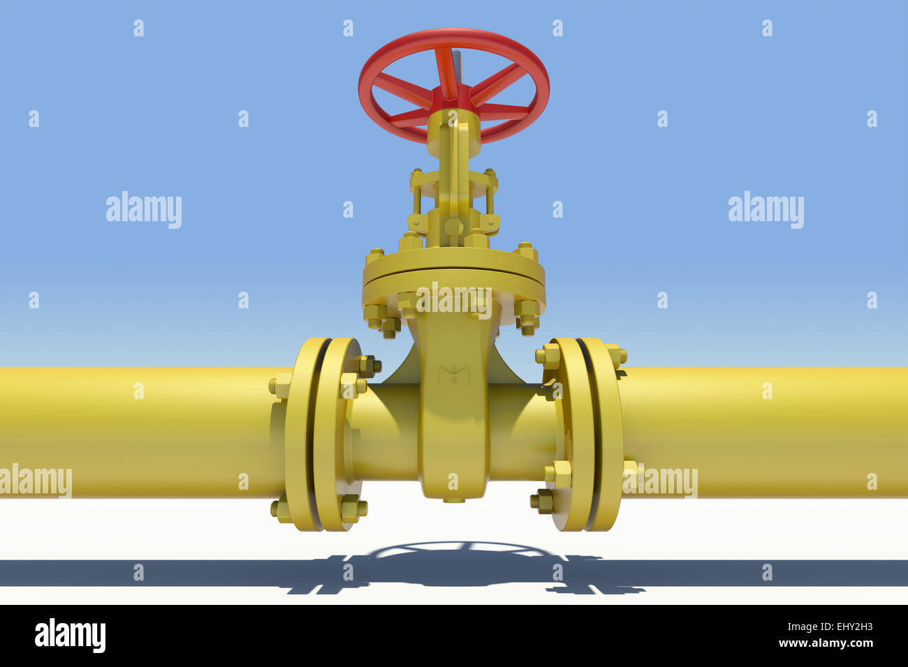 Yellow industrial valves and pipe with shadow Stock Photo - Alamy