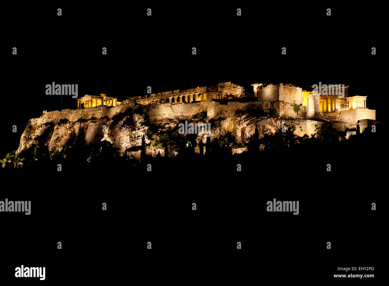 The Acropolis of Athens at night in Greece Stock Photo - Alamy