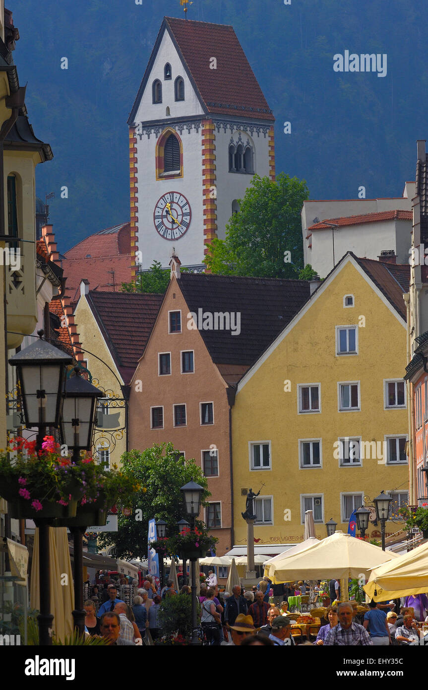Fussen, Pedestrian zone and Castle, Allgau, Romantische Strasse ...