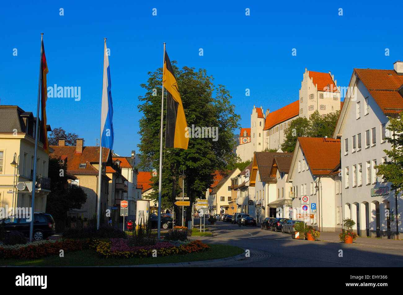 Fussen, Pedestrian zone and Castle, Allgau, Romantische Strasse ...