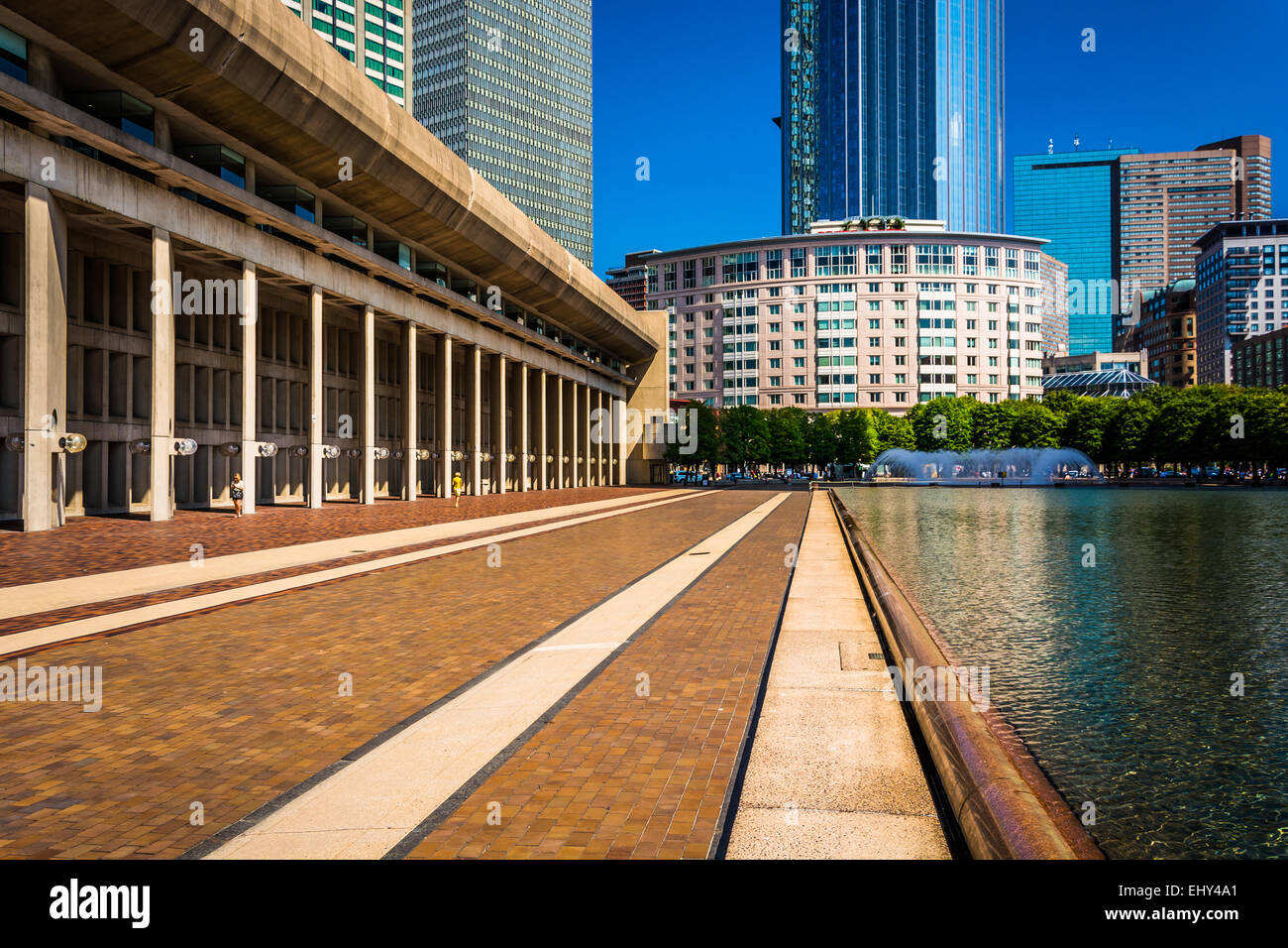 Skyscrapers and reflecting pool seen at Christian Science Plaza in ...