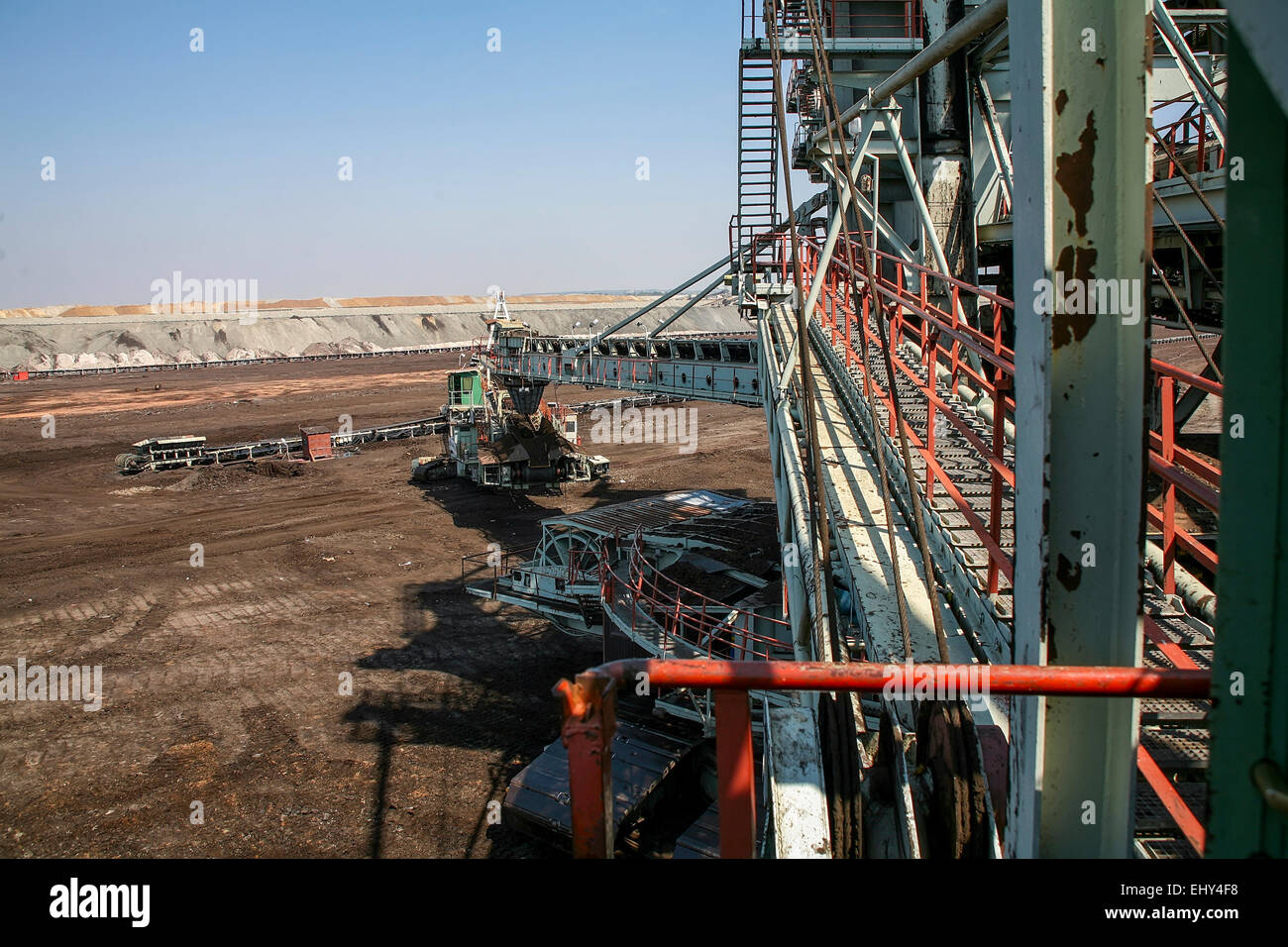 Large excavators in coal mine Stock Photo - Alamy