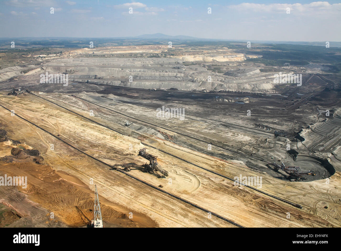 Large excavators in coal mine, aerial view Stock Photo - Alamy