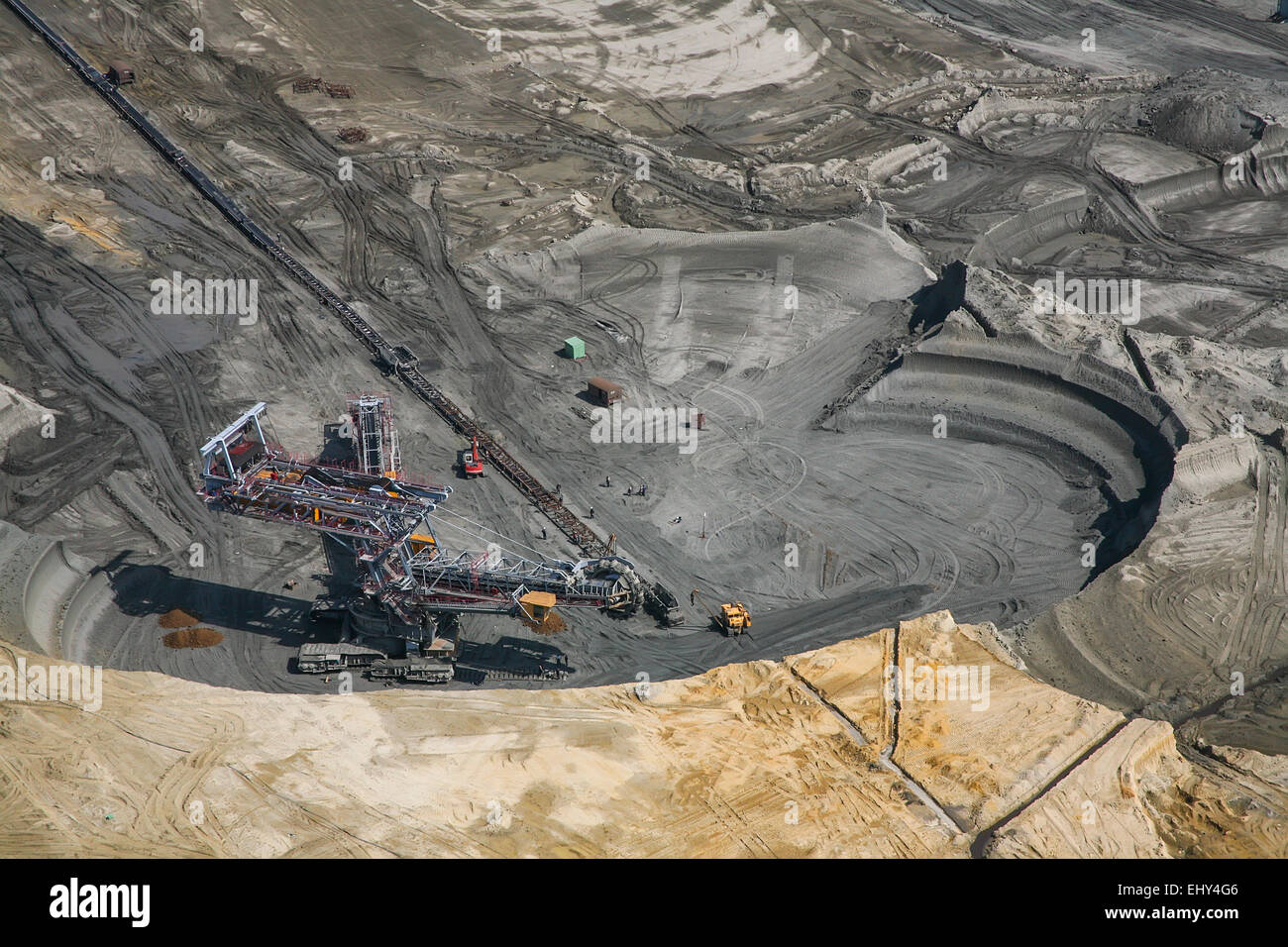 Large excavators in coal mine, aerial view Stock Photo - Alamy