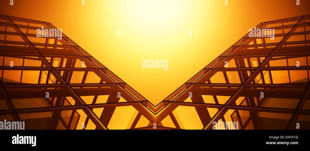 Abstract background made of modern office buildings, orange color ...