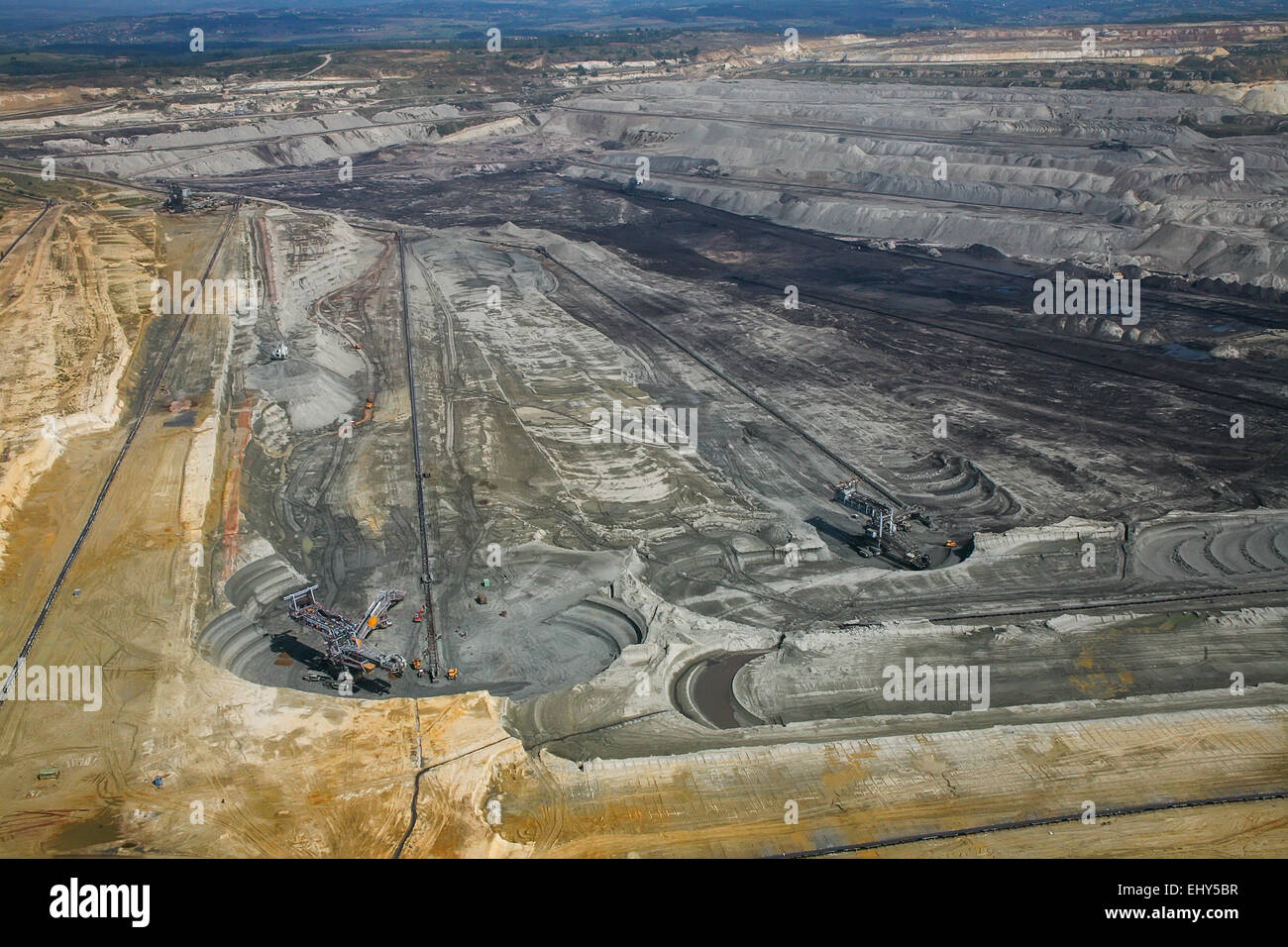 Large excavators in coal mine, aerial view Stock Photo - Alamy