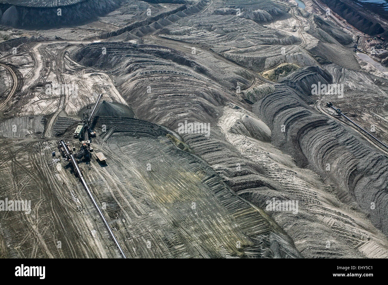 Large excavators in coal mine, aerial view Stock Photo - Alamy