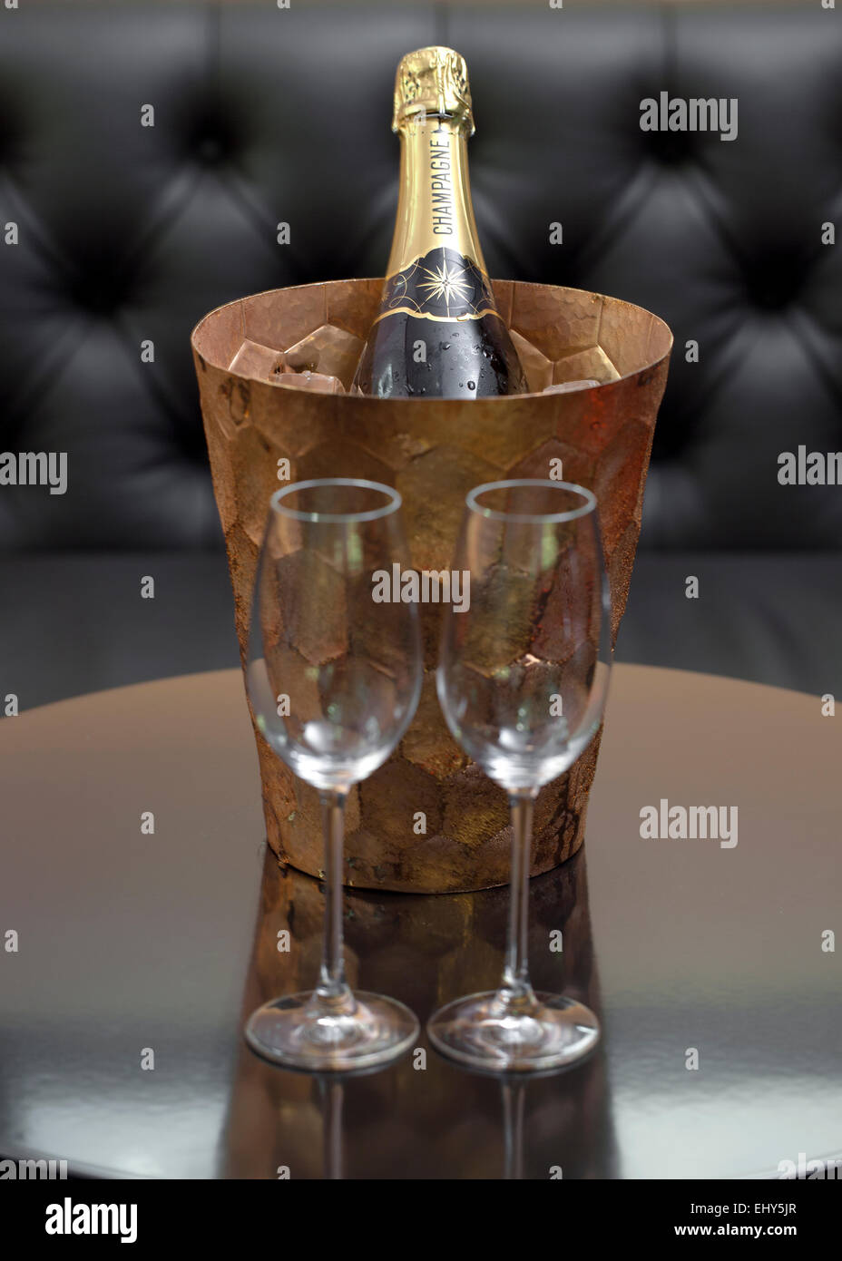 Champagne Bucket with Glasses Stock Photo - Alamy