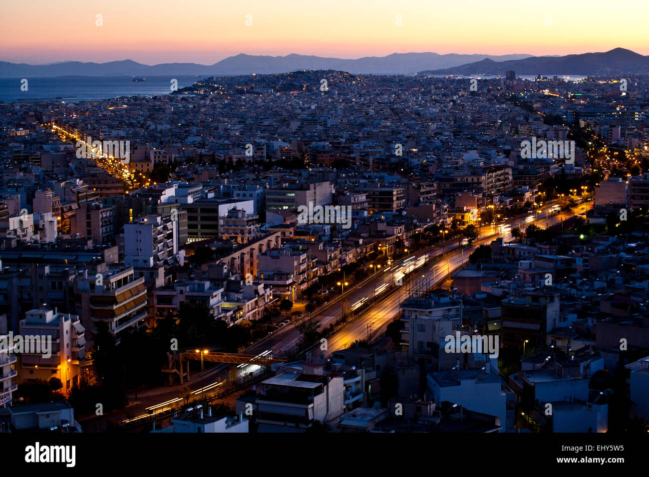 The Athens sunset Skyline in Athens, Greece Stock Photo - Alamy