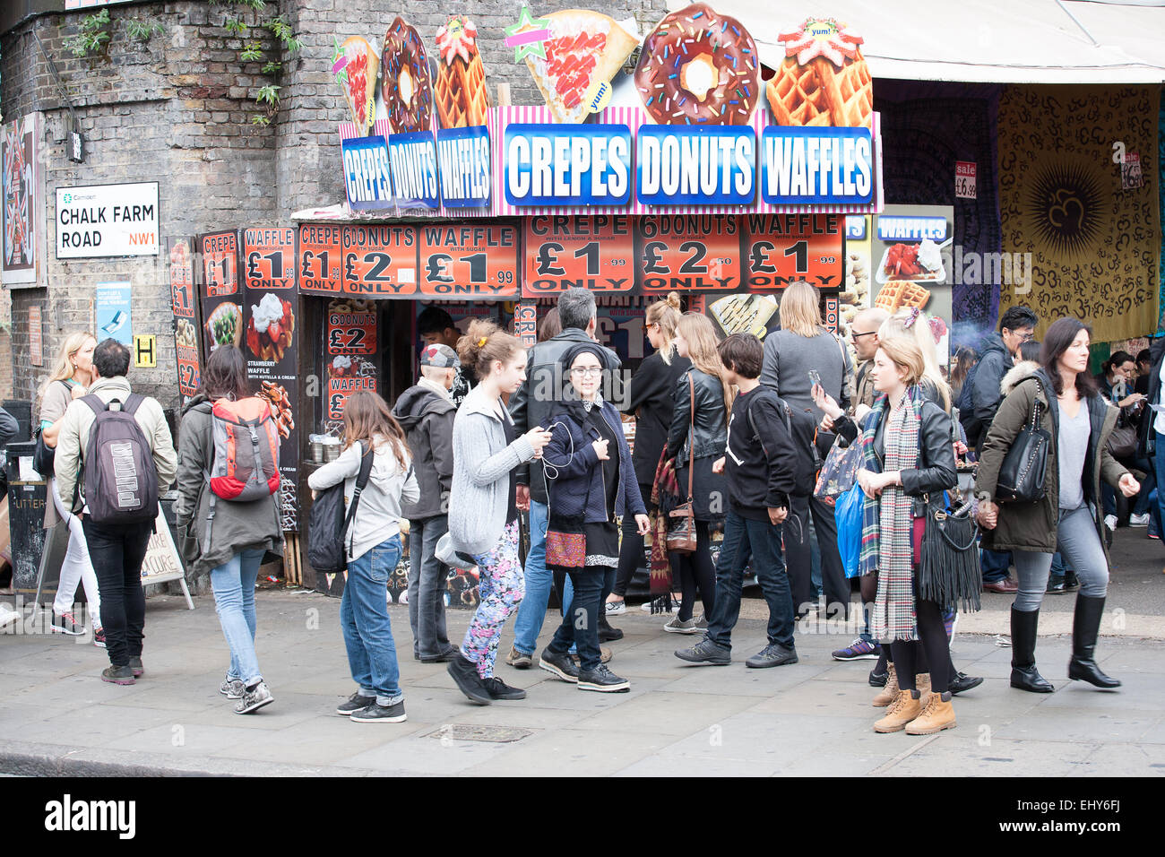 Chalk Farm Road Camden Sunday Market shops London England UK Europe ...