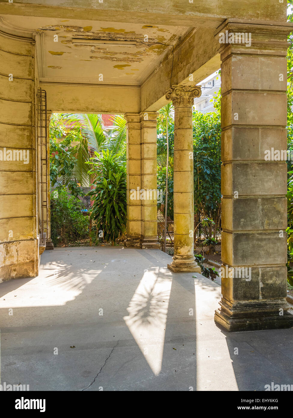 A detail of the columns of a once grand old Havana house in Vedado ...
