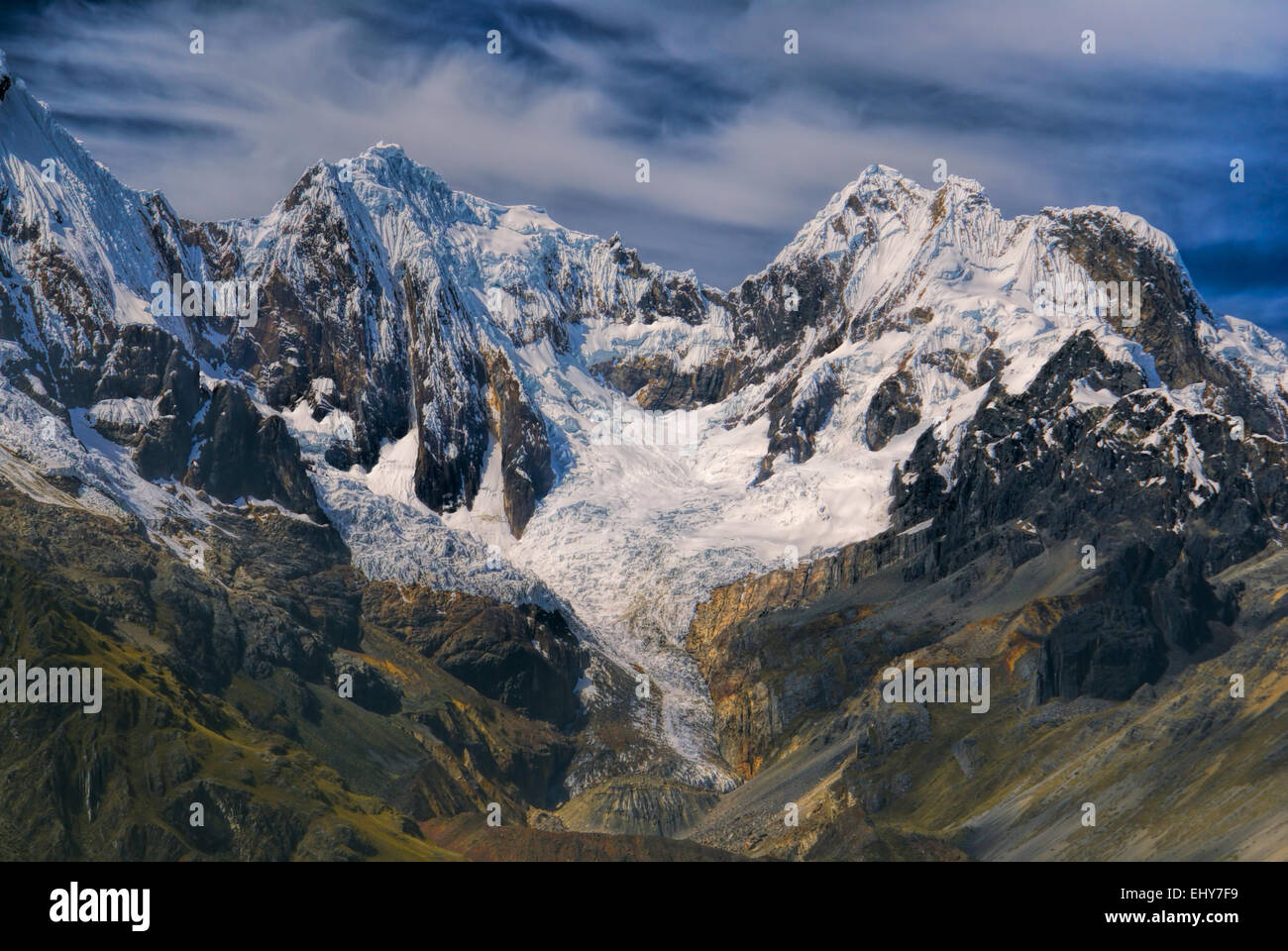 Majestic peaks around Alpamayo, one of highest mountain peaks in ...