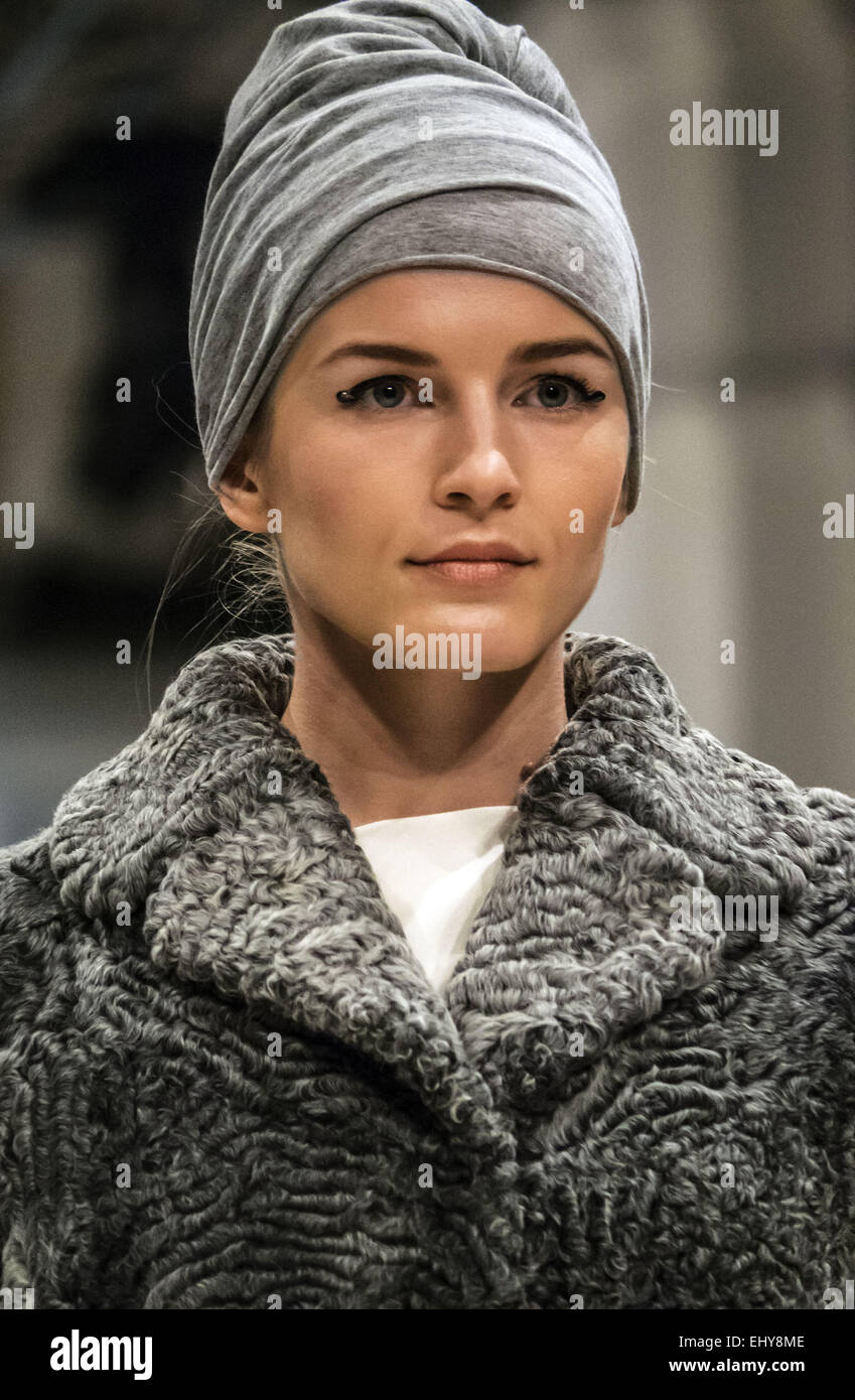 Kiev, Ukraine. 18th March, 2015. The model shows a new collection of ...