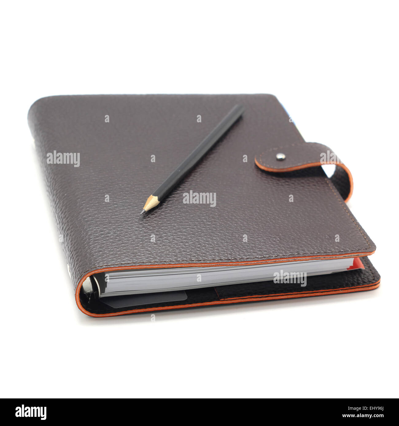 Notebook with pencil isolated on white background Stock Photo - Alamy