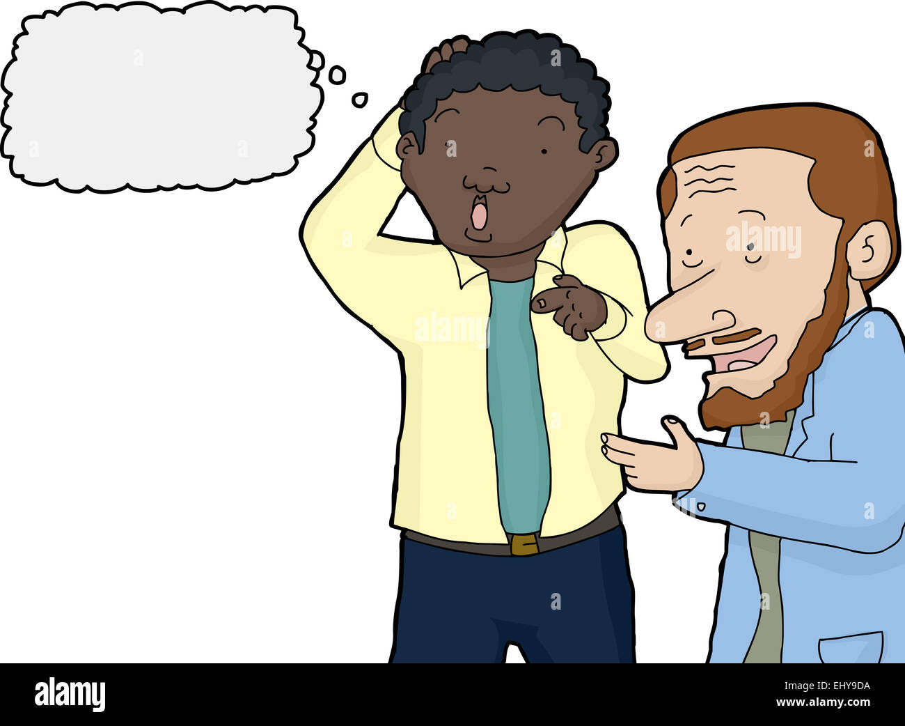 Two isolated adult men pointing at blank space Stock Photo - Alamy