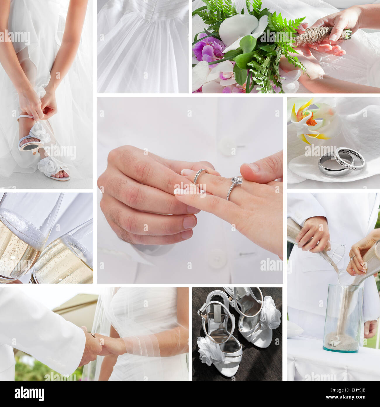 wedding theme collage composed of different images Stock Photo - Alamy