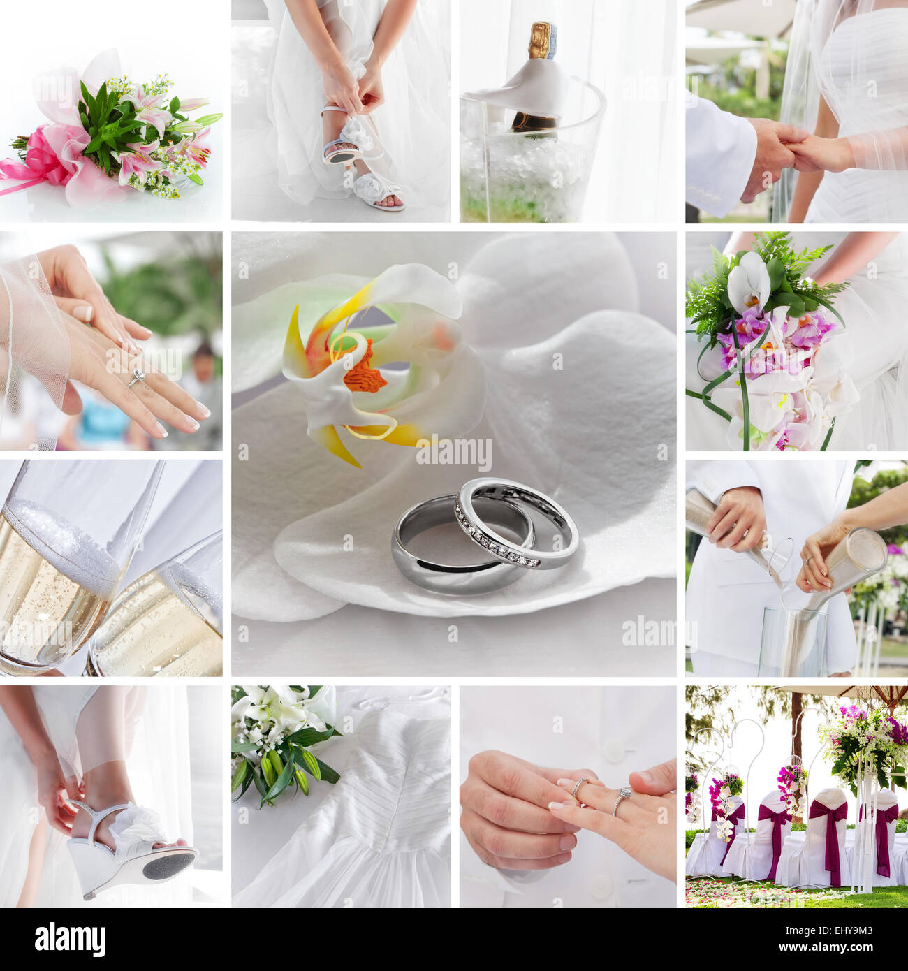 wedding theme collage composed of different images Stock Photo - Alamy