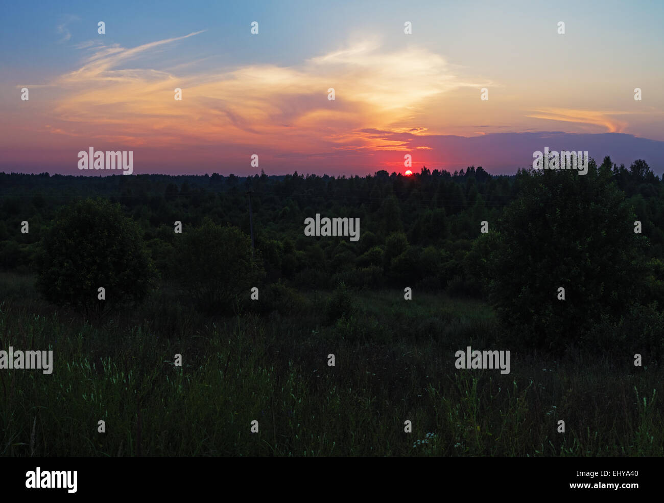 Sunset panorama - rural landscape Stock Photo - Alamy